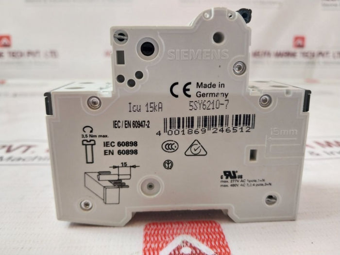 Siemens 5Sy6210-7 5Sy62 Mcb C10 Miniature Circuit Breaker – Aeliya Marine