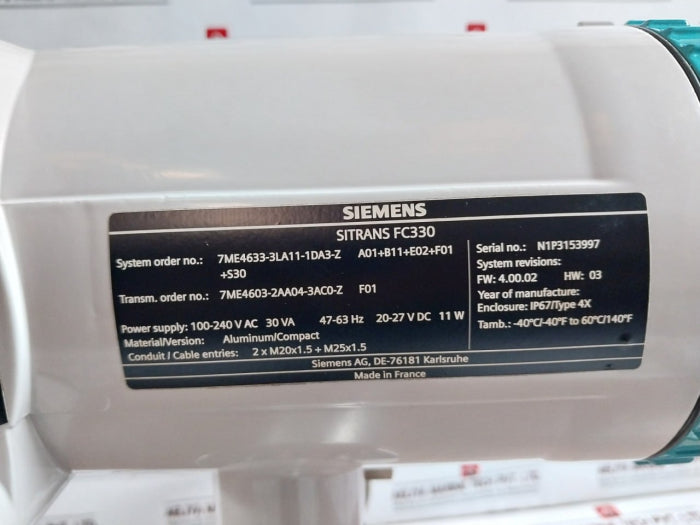 Siemens Sitrans Fc330 Flow Measurement Sensor And Flowmeter System 100 ...