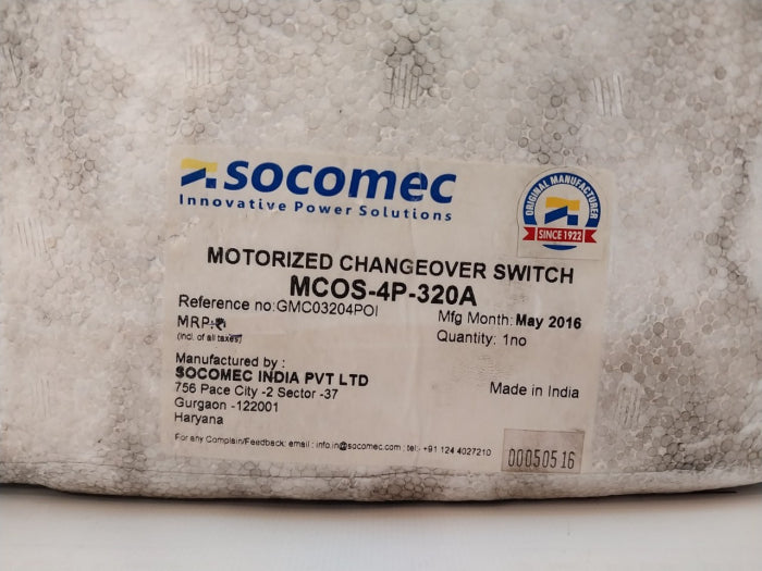 Socomec Mcos 320A Motorized Changeover Switch 4-pole 415V 80Ka – Aeliya ...