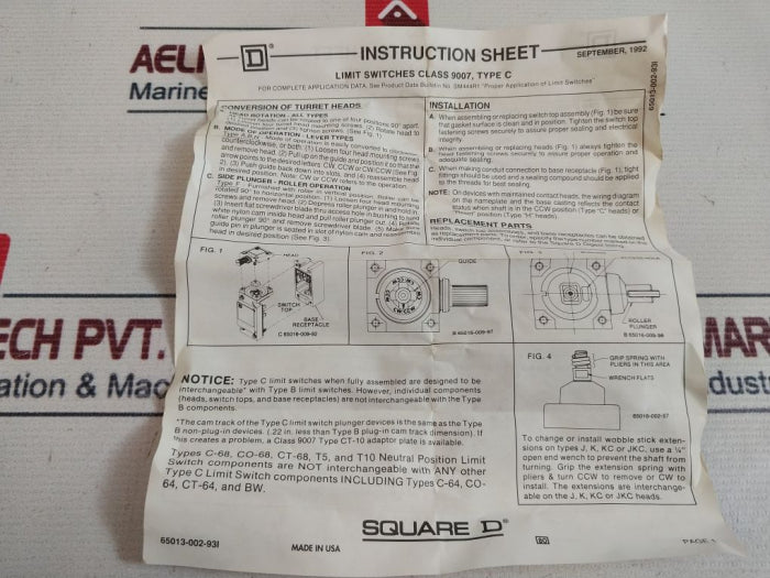Square D C54B2 Turret Head Position Limit Switch – Aeliya Marine