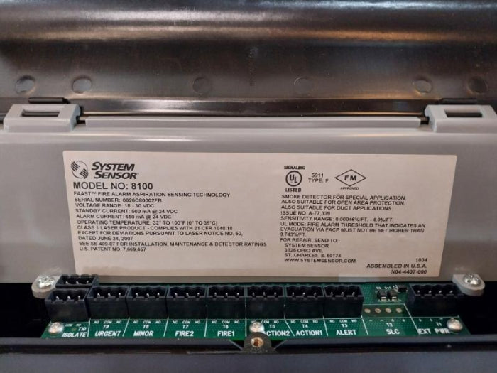 System Sensor 8100 Fire Alarm Aspiration Sensing External Monitor 18-3 ...