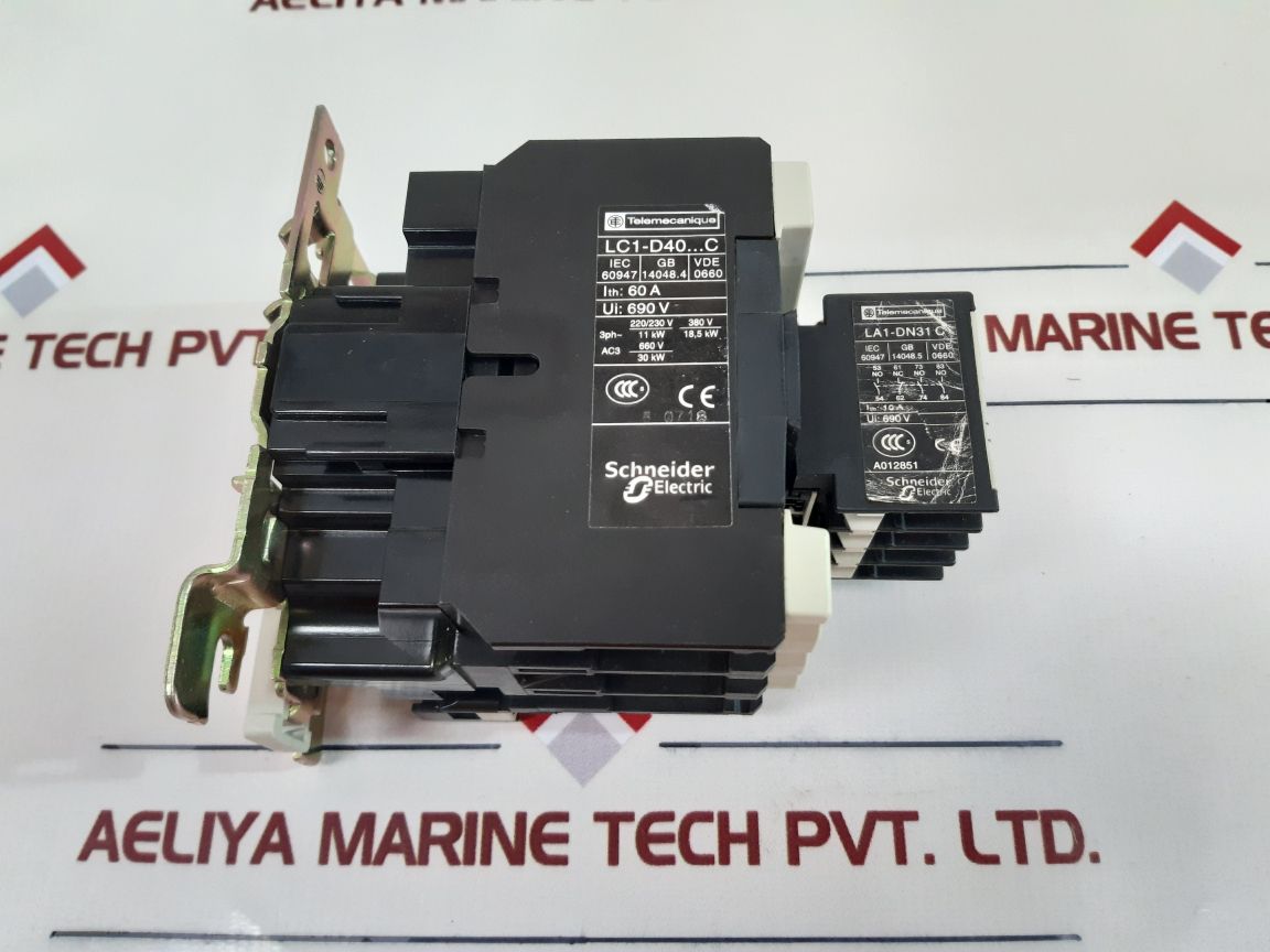 Telemecanique/Schneider Lc1 D40 11 Contactor La1 Dn31 Contact Block ...