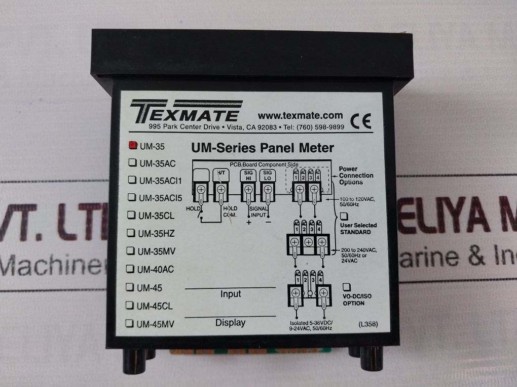 Texmate Um-35 Panel Meter 5-36Vdc/9-24Vac 50/60Hz – Aeliya Marine